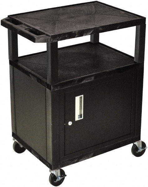 Luxor - Shelf Utility Cart: 18" Long, 24" Wide, Plastic, Black | MSC Direct