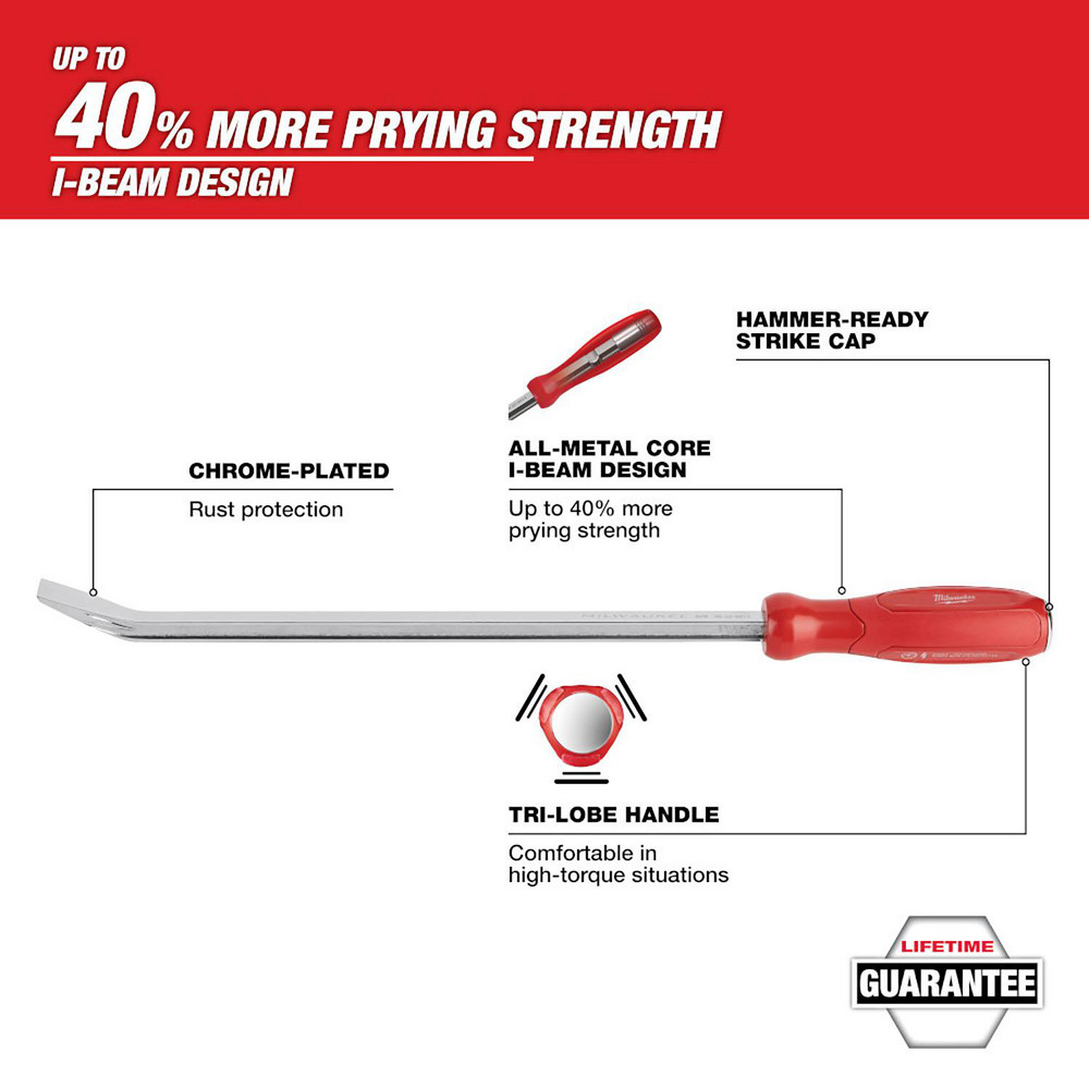 Milwaukee Tool - Prybars: Prybar Type: Wrecking; End Angle: Gooseneck ...