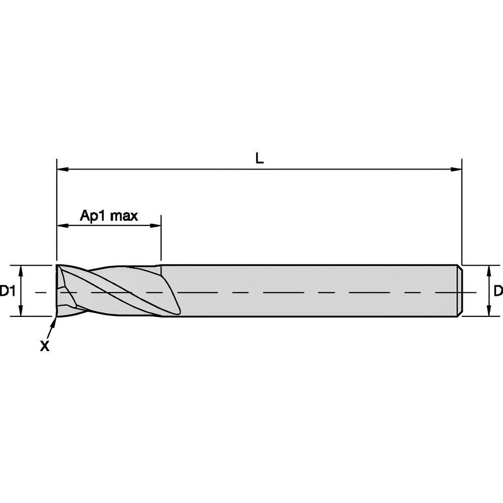 Widia - Square End Mill: 3.00 mm Dia, 4.00 mm LOC, 2 Flute, Solid ...