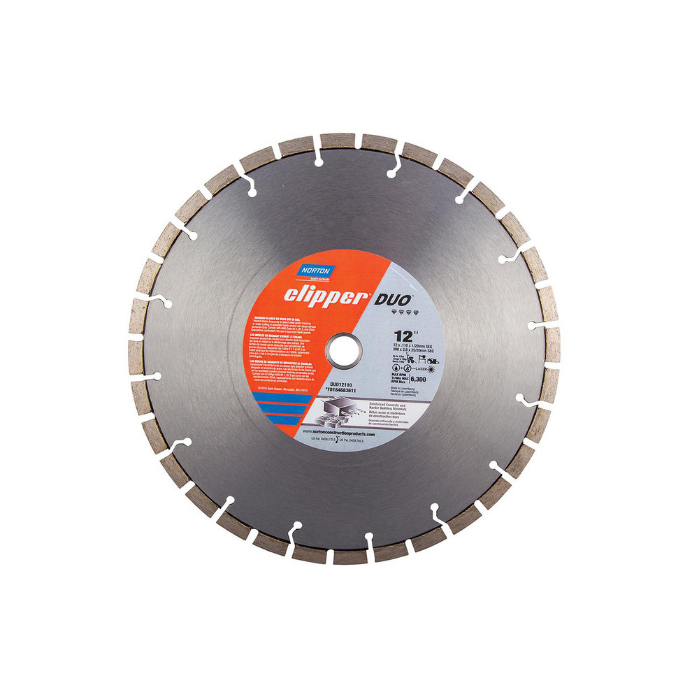 Norton - Wet & Dry Cut Saw Blade: 12" Dia, 1" Arbor Hole, 0.11" Kerf ...