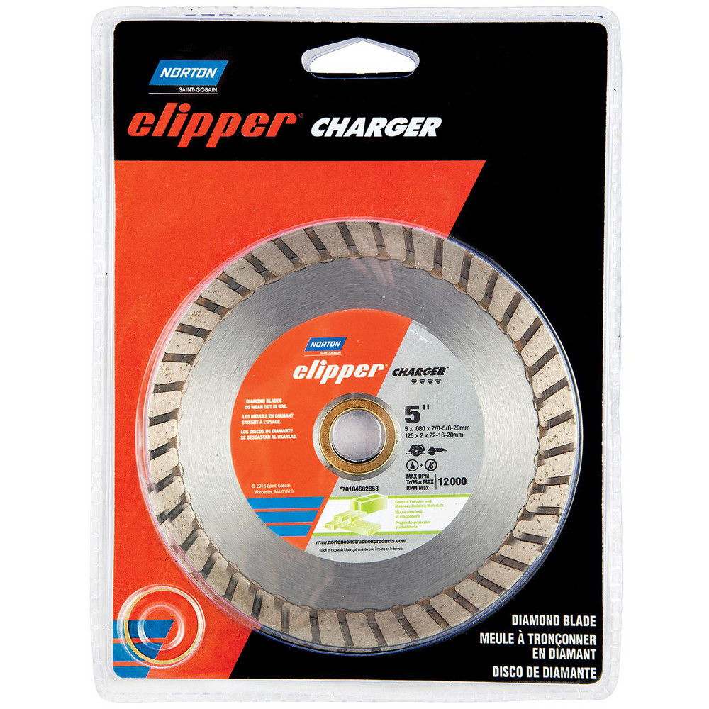 Norton - Wet & Dry Cut Saw Blade: 5" Dia, 7/8 & 5/8" Arbor Hole, 0.08 ...