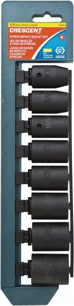 Crescent - Socket Set: Impact Standard, 8 Pc, 1/2" Drive, 12.00 to 21. ...