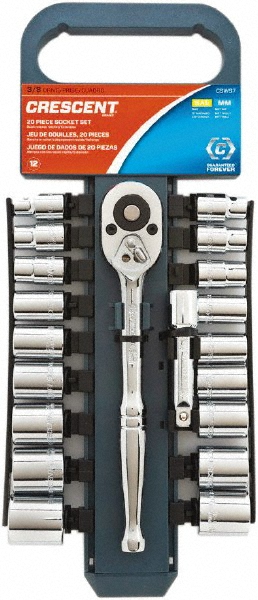 Crescent - Socket Set: Standard, 25 Pc, 3/8" Drive, 5/16" Min, 5/16 ...