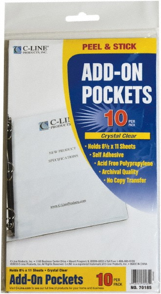 C-LINE® - 10 Pc Self-Adhesive Document Protector: Clear | MSC Direct