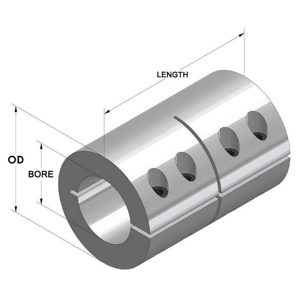Climax Metal Products - 1/4" Inside x 13/16" Outside Diam, Rigid Coupling without Keyway ...