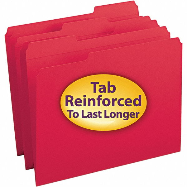 SMEAD - File Folders with Top Tab: Letter, Red, 100/Pack | MSC Direct
