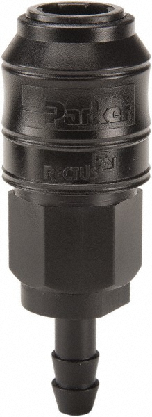 Parker - 3/8" Nominal Flow, 1/4" ID, Hose Barb Valved Inline Coupling ...