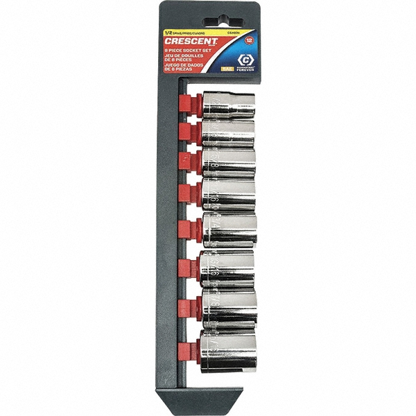 Crescent - Socket Set: Standard, 8 Pc, 1/2" Drive, 1/2" Min, 15/16" Max ...