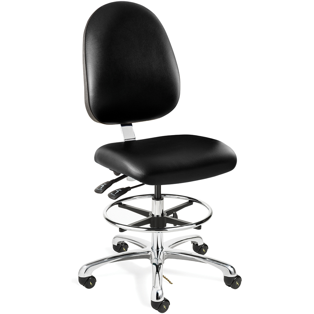 Bevco - Task Chair: Vinyl, Black, Adjustable Height | MSC Direct