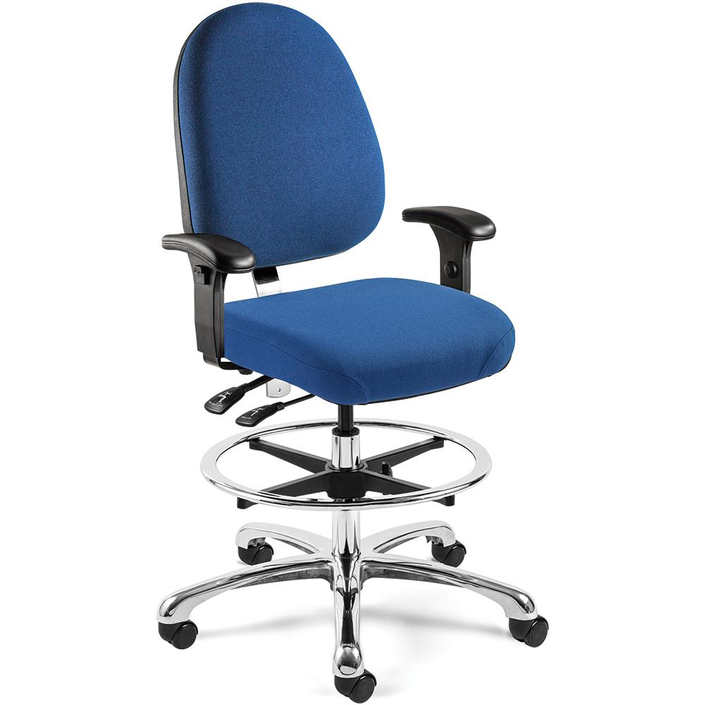 Bevco - Task Chair: Vinyl, Blue, Adjustable Height | MSC Direct