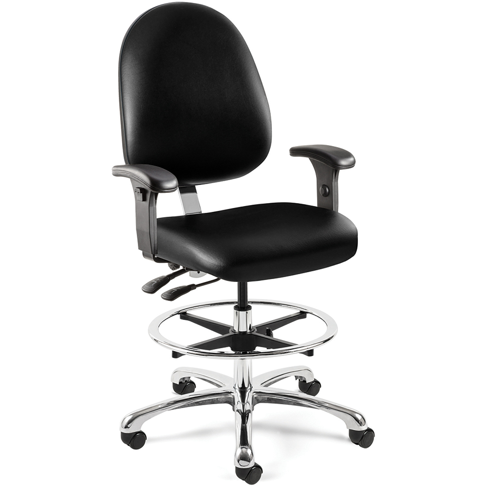 Bevco - Task Chair: Vinyl, Black, Adjustable Height | MSC Direct