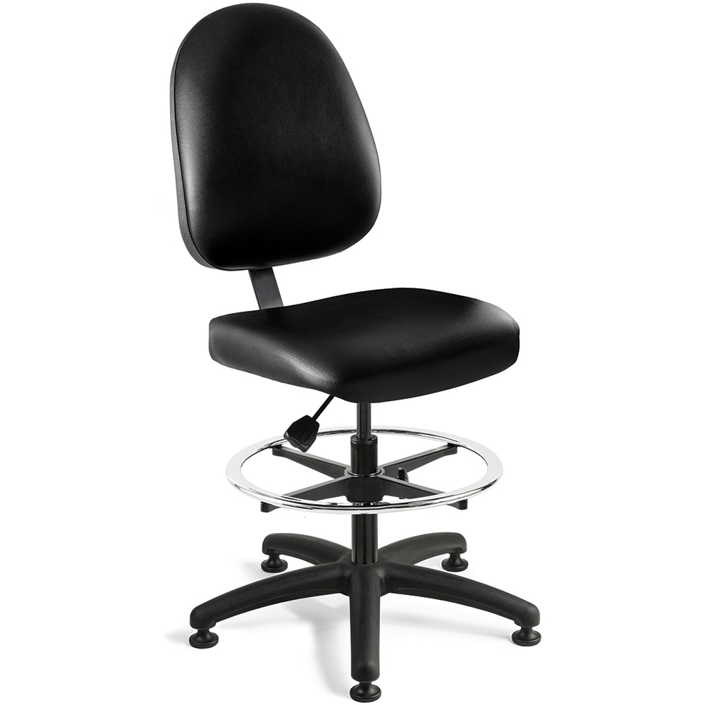 Bevco - Task Chair: Vinyl, 20 to 27-1/2" Seat Height, Black, Adjustable ...