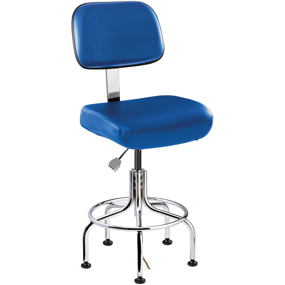 Bevco - Task Chair: ESD Vinyl, Blue, Adjustable Height | MSC Direct