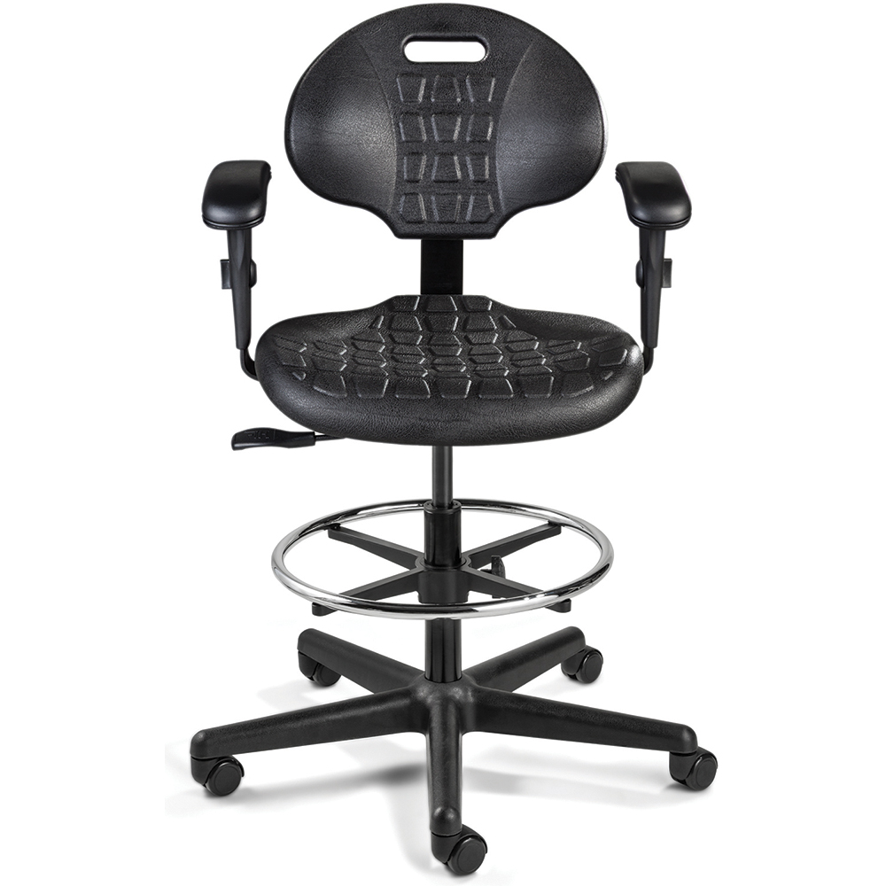 Bevco - Task Chair: Polyurethane, Black, Adjustable Height | MSC Direct