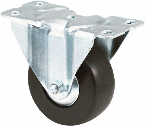 Value Collection - Rigid Top Plate Caster: Rubber, 4" Wheel Dia, 1 ...