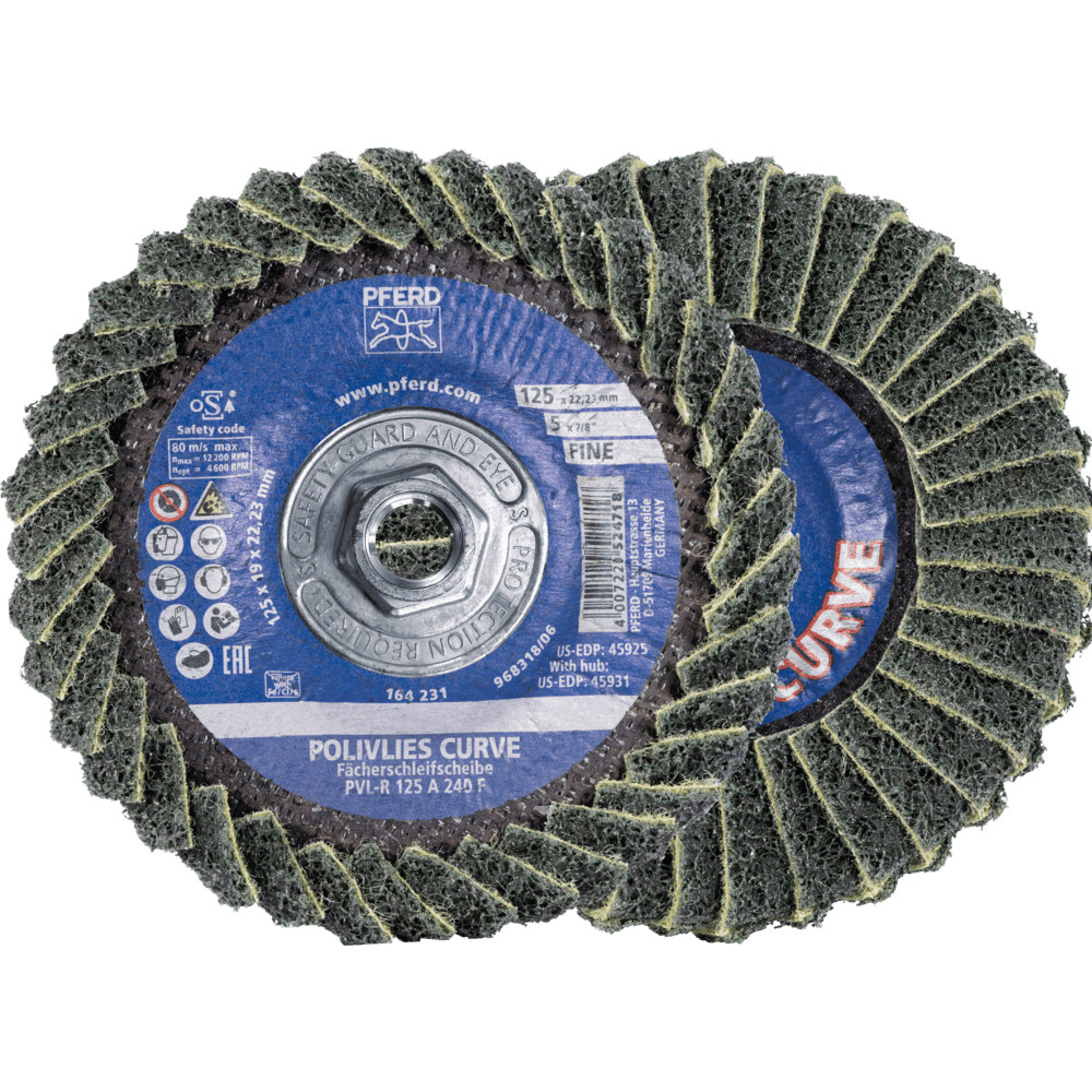 PFERD - Flap Disc: 5" Dia, 240 Grit, Aluminum Oxide, Type 27 | MSC Direct