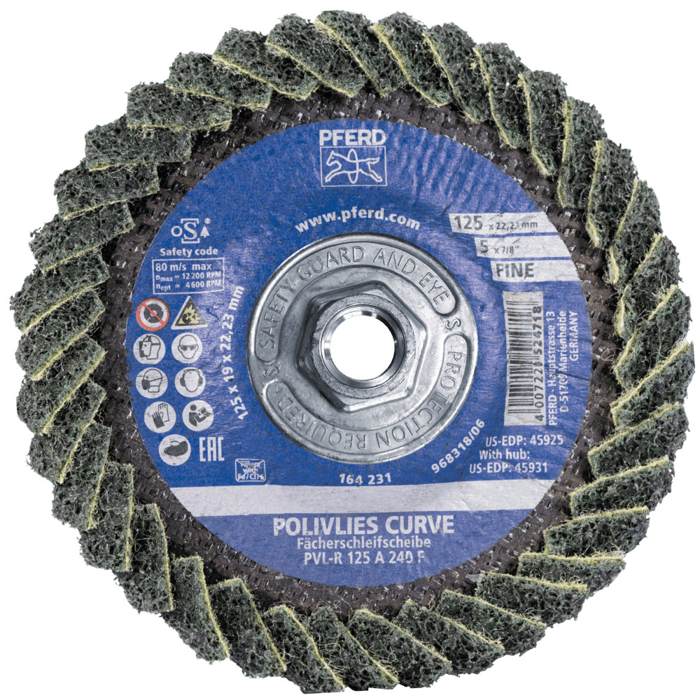 PFERD - Flap Disc: 5" Dia, 240 Grit, Aluminum Oxide, Type 27 | MSC Direct