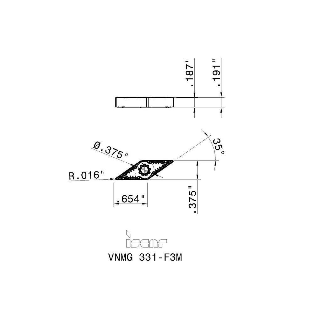 Iscar - Turning Insert: VNMG331-F3M IC6015, Carbide | MSC Direct