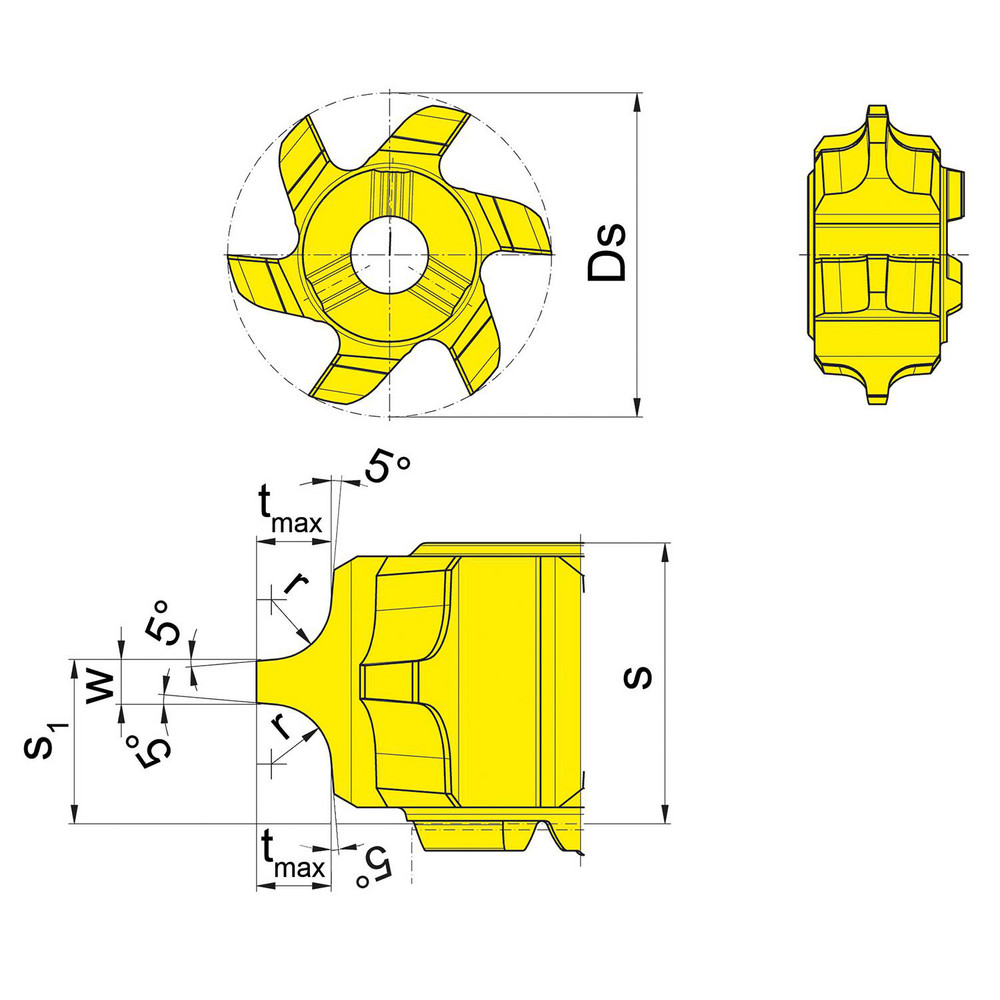 HORN - Tooth Milling Tip Insert: 613R25000 AS45, Carbide | MSC Direct