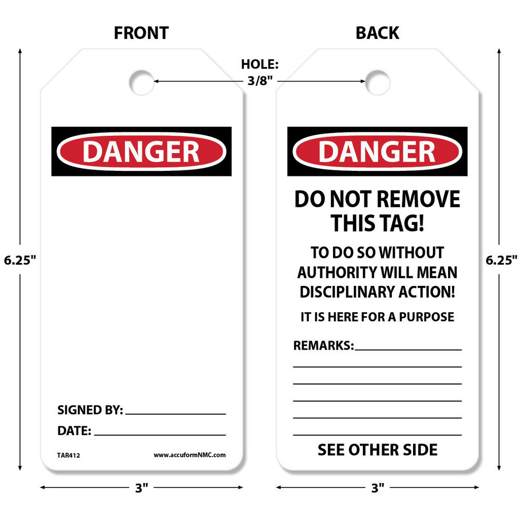 AccuformNMC - Blank Tag: Rectangle, 6-1/4" High, Synthetic Paper ...