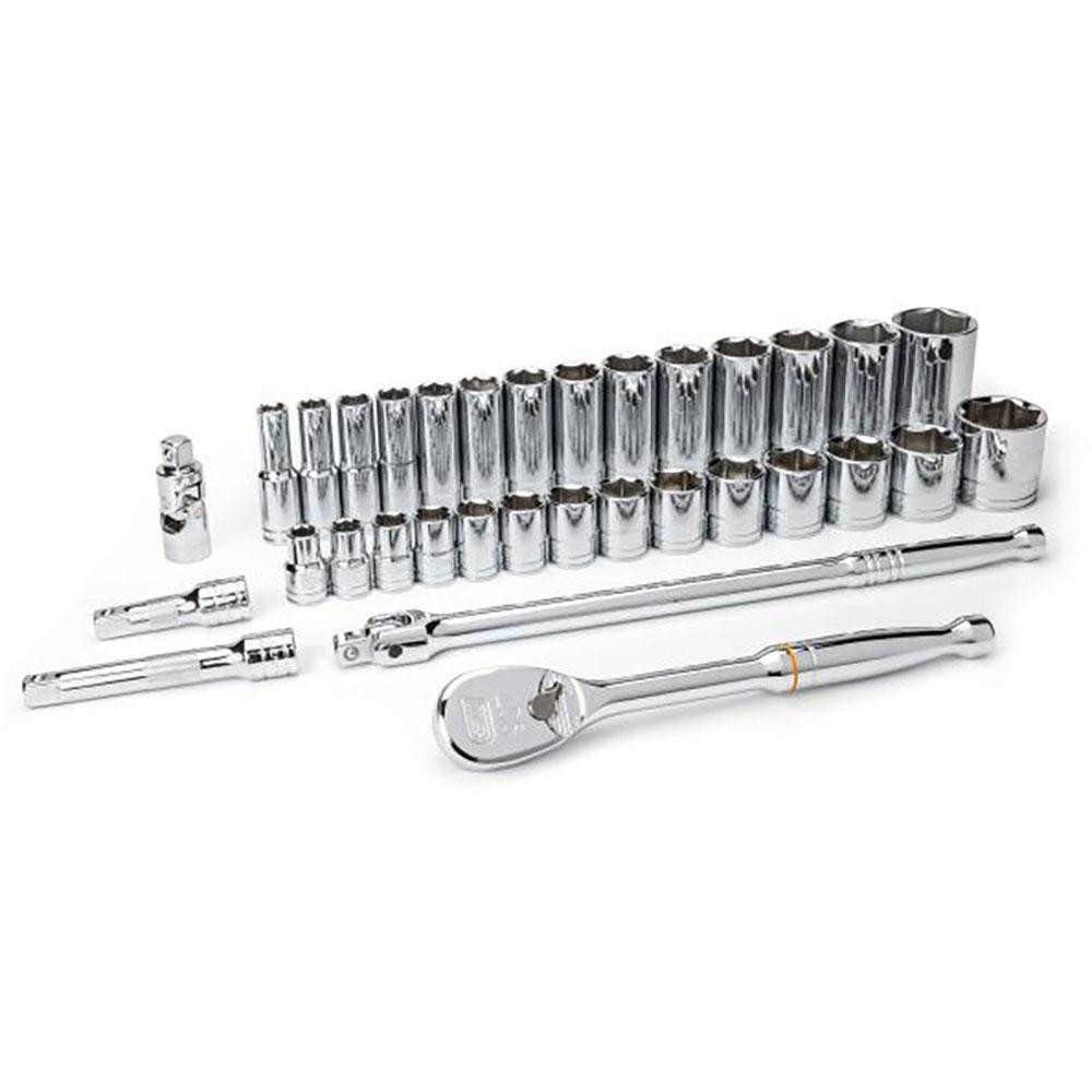 GEARWRENCH - Socket Set: Deep Standard, 33 Pc, 1/2" Drive, 7/16 to 1-1/ ...