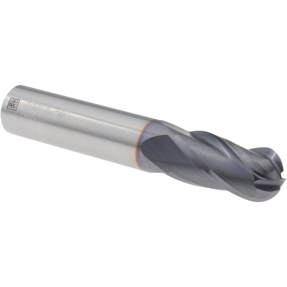 Helical Solutions - Ball End Mill: 1/2" Dia, 1" LOC, 3 Flute, Solid ...