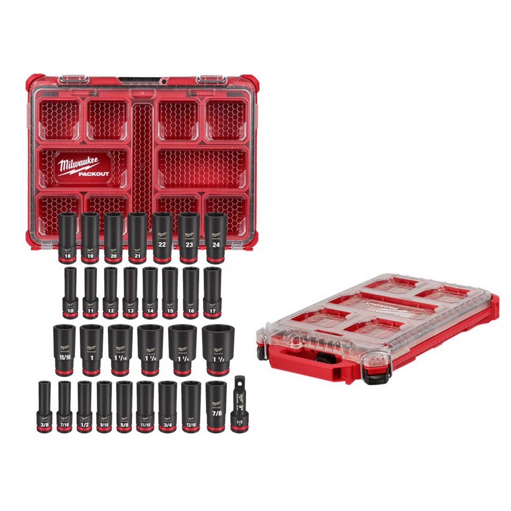 Milwaukee Tool - Socket Set: Impact, 32 Pc, 1/2" Drive, 10.00 to 24.00 ...