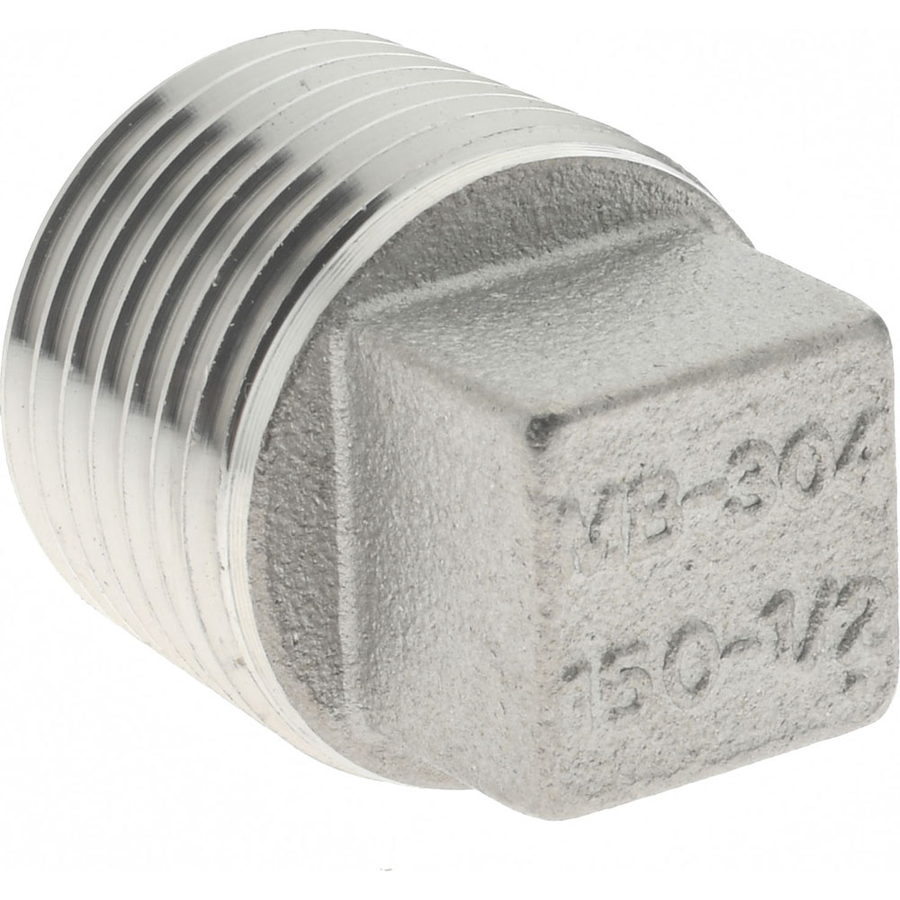 Merit Brass - Pipe Square Head Plug: 1/2", 304 Stainless Steel | MSC Direct