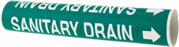 Made in USA - Pipe Marker with Sanitary Drain Legend and Arrow Graphic ...