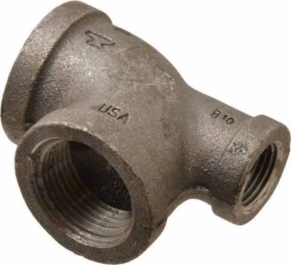 Made in USA - Size 1 x 1/2 x 1", Class 150, Malleable Iron Black Pipe Reducing Tee - 36988053 ...