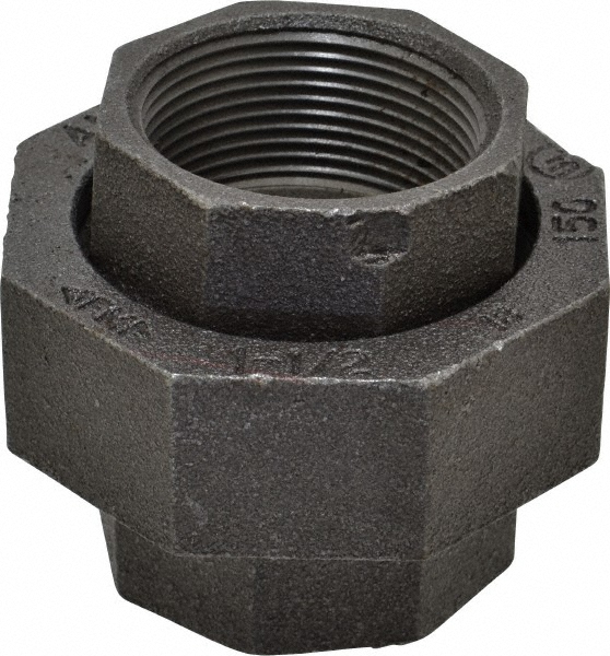 Made in USA - Size 1-1/2", Class 150, Malleable Iron Black Pipe Union ...