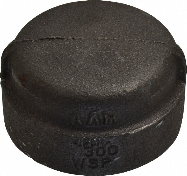 Made in USA - Size 1-1/2", Class 300, Malleable Iron Black Pipe End Cap ...