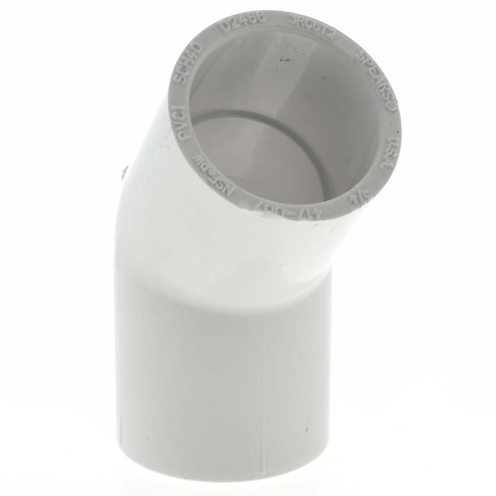 PRO-SOURCE - 3/4" PVC Plastic Pipe 45° Elbow | MSC Direct