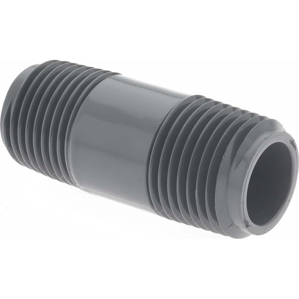 Value Collection - 1/2" Pipe, 2" Long PVC Threaded Plastic Pipe Nipple ...