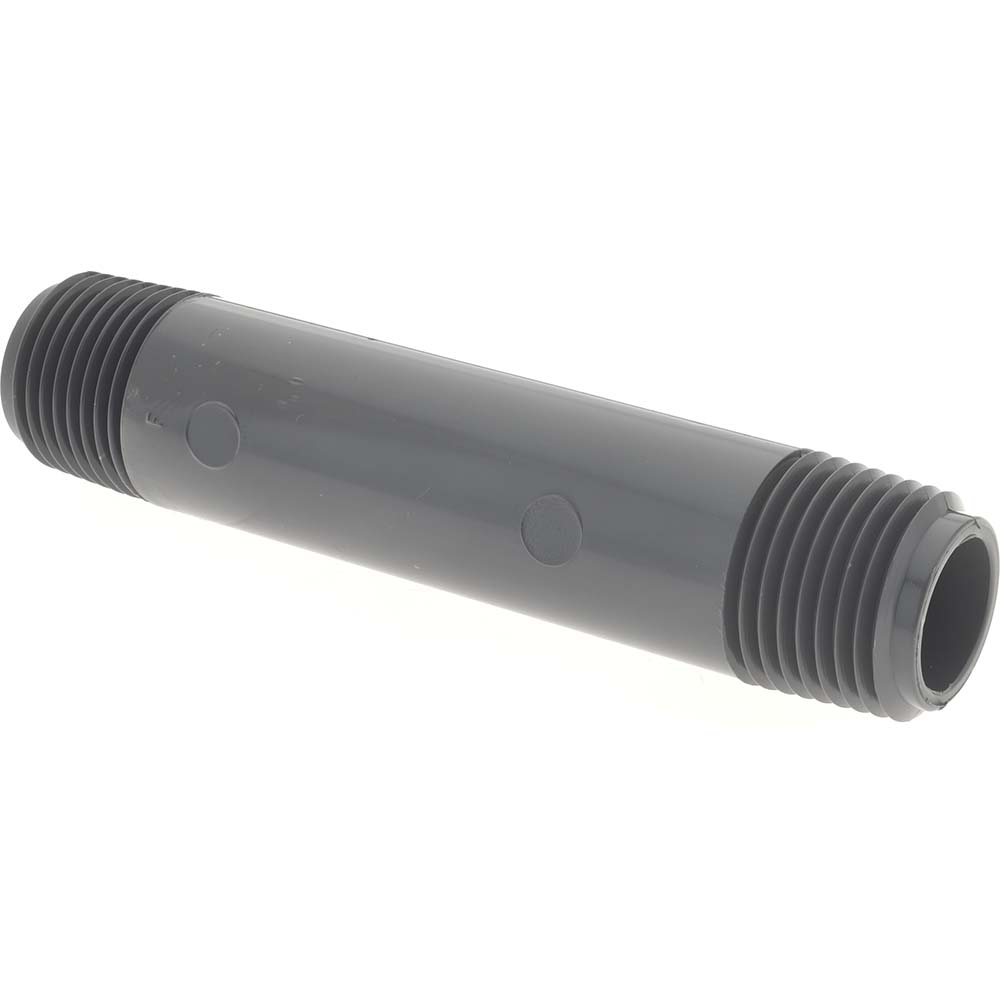 Value Collection - 1/2" Pipe, 4" Long PVC Threaded Plastic Pipe Nipple ...