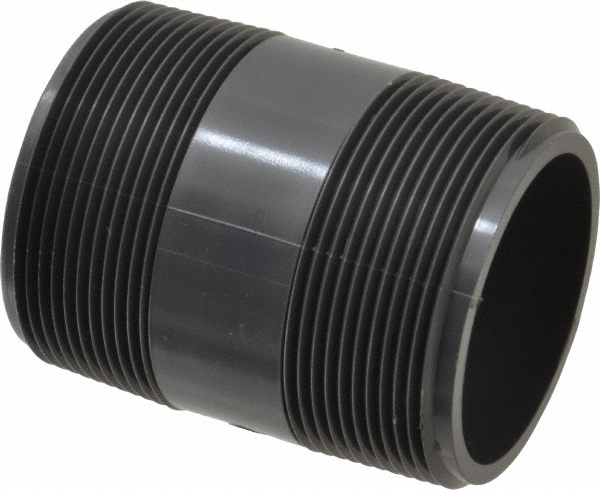 Value Collection - 2" Pipe, 3" Long PVC Threaded Plastic Pipe Nipple ...