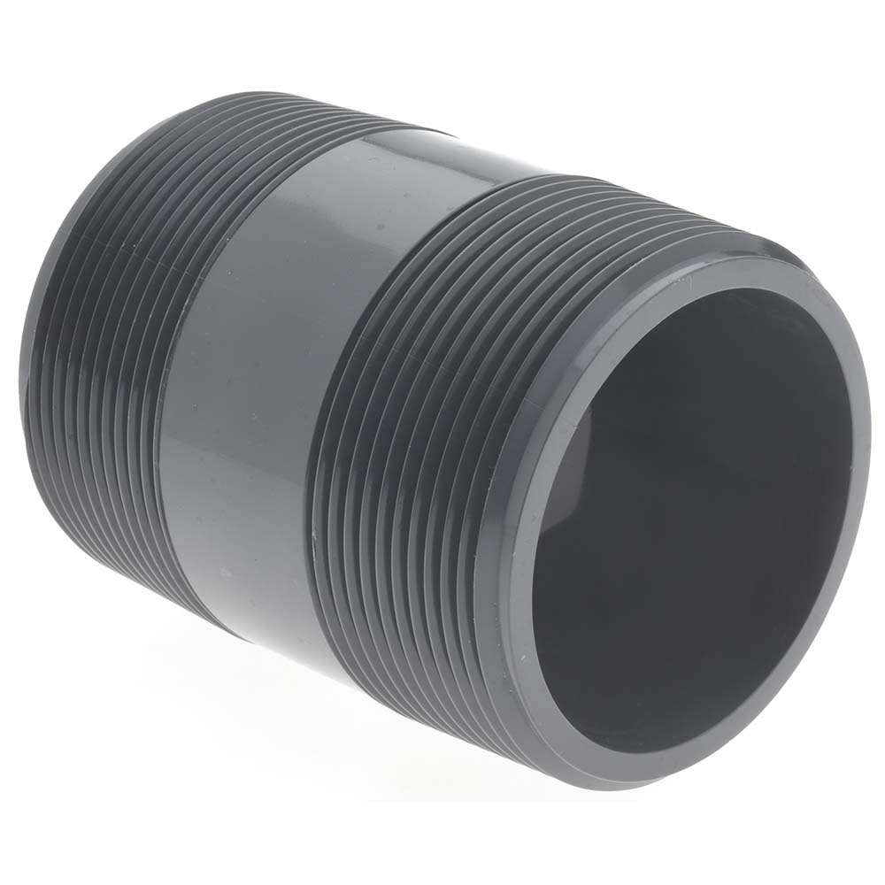 Value Collection - 2" Pipe, 3" Long PVC Threaded Plastic Pipe Nipple ...