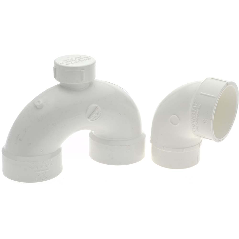 B&K Mueller - 1-1/2", PVC Drain, Waste & Vent Pipe P Trap with Cleanout ...