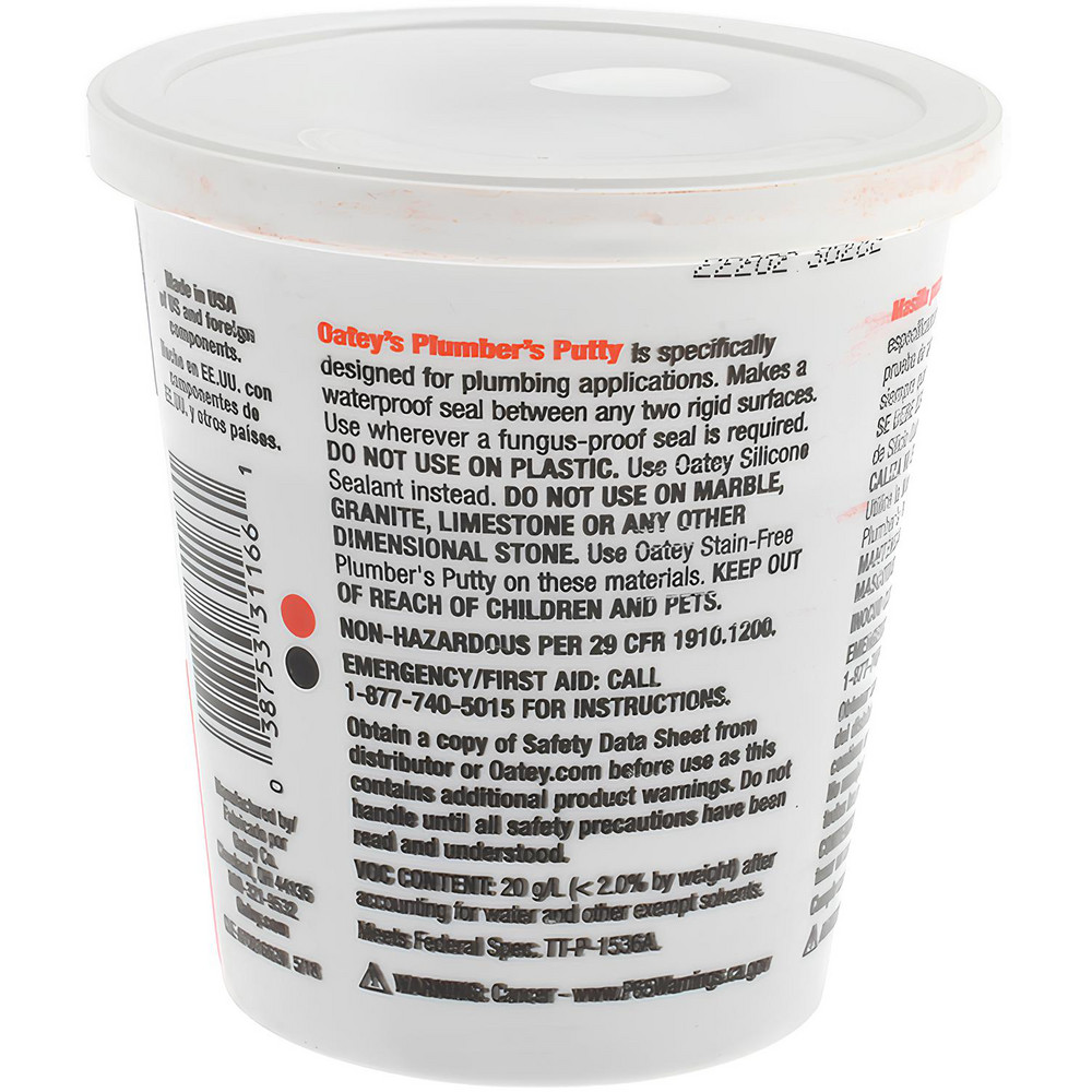 Oatey - Plumbers Putty: Type: Plumber's Putty; Container Size: 14 oz ...