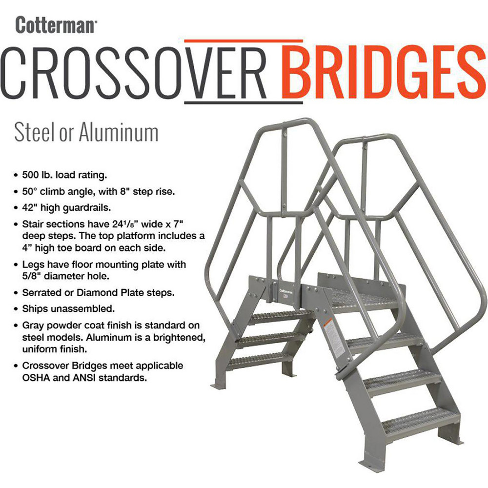 Cotterman - 4-Step Aluminum Crossover Bridge: 500 lb Capacity, 36-5/8 ...