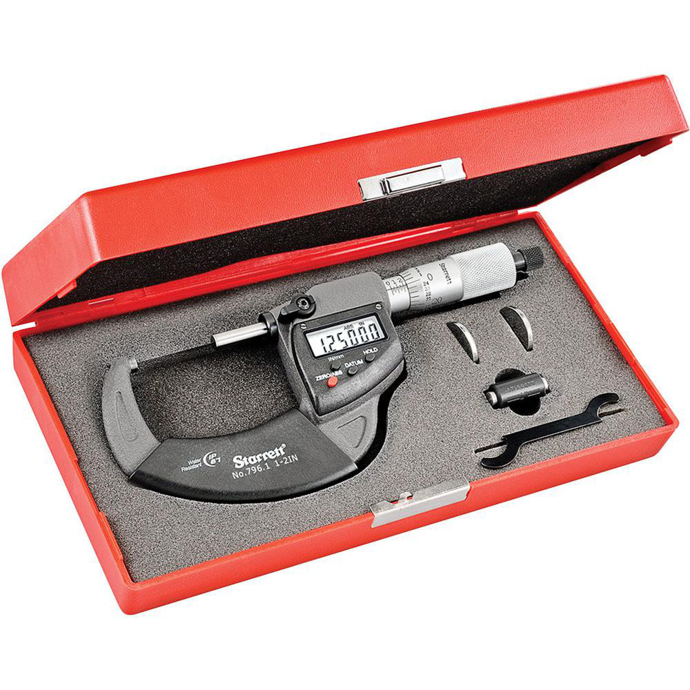 Starrett - Electronic Outside Micrometer: 2" Max, Solid Carbide Face ...