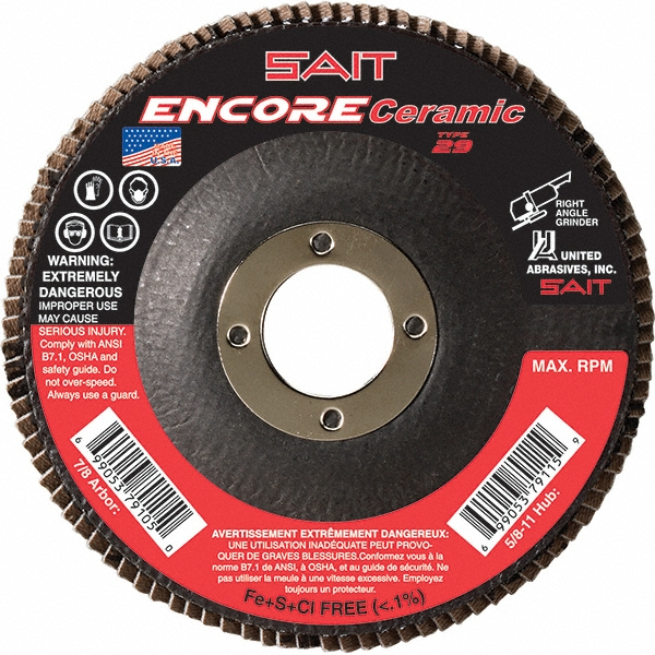 United Abrasives/SAIT - Flap Disc: 4-1/2" Dia, 7/8" Hole, 80 Grit ...