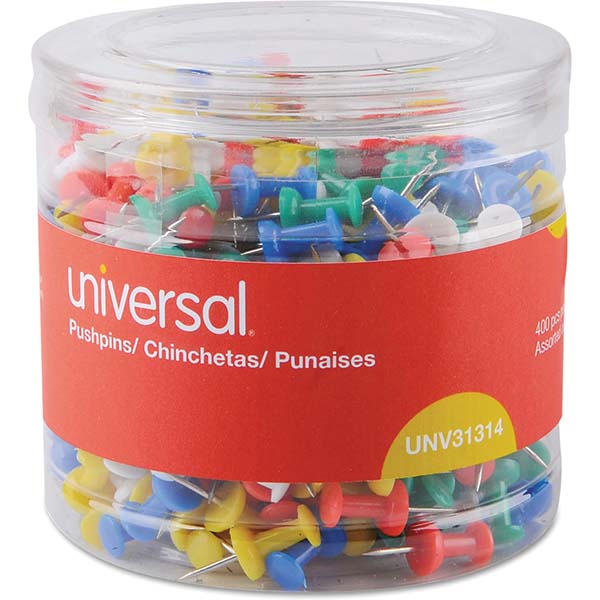 UNIVERSAL - Office Machine Supplies: Colored Push Pins, Blue, Green ...