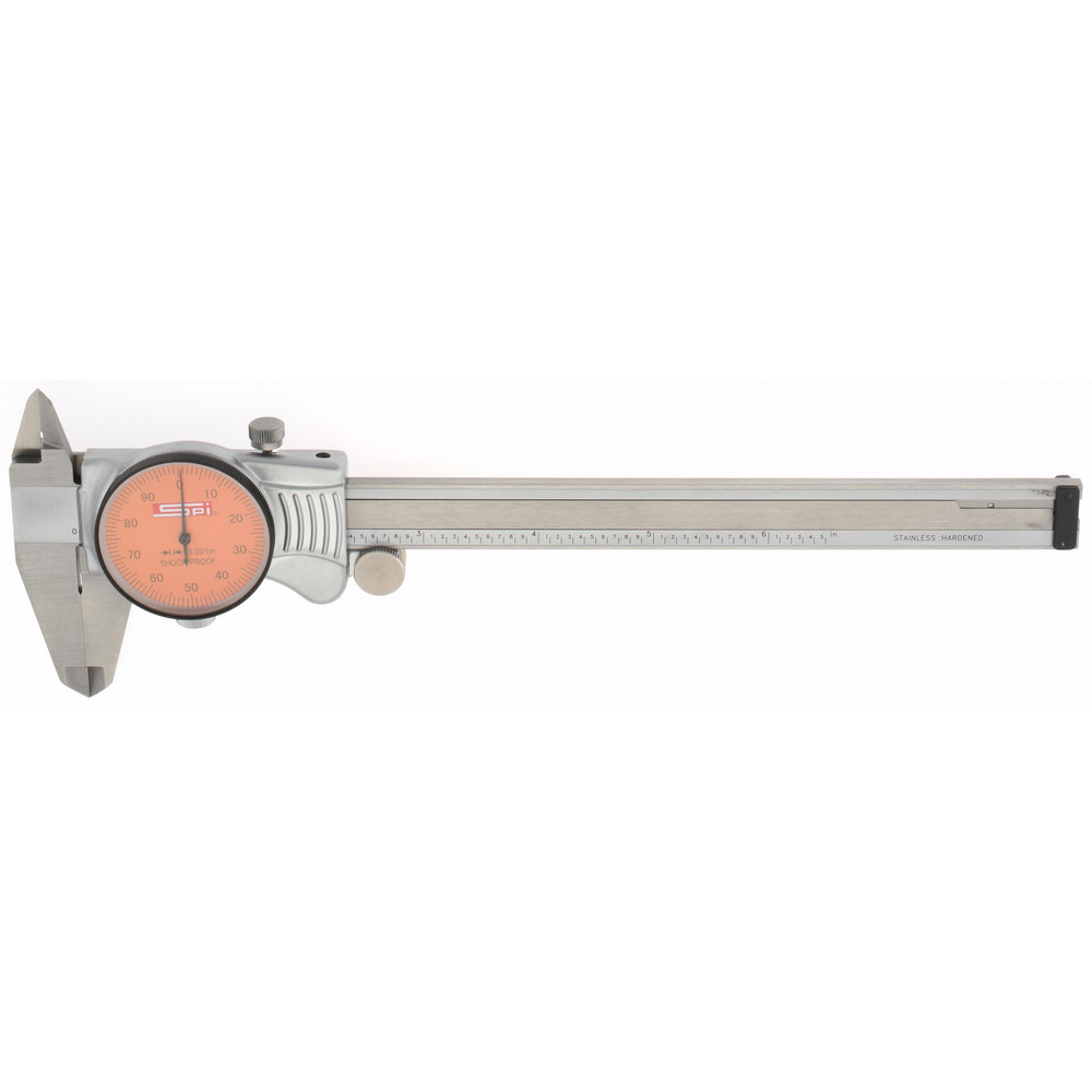 SPI - Dial Caliper: 6", 0.001000" Graduation, 0.1" per Revolution, 0. ...
