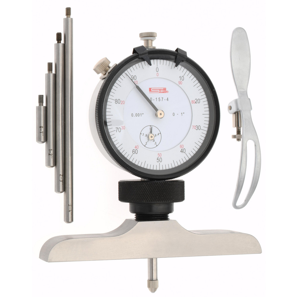 SPI - 0 to 4" Range, Steel, White Dial Depth Gage | MSC Direct