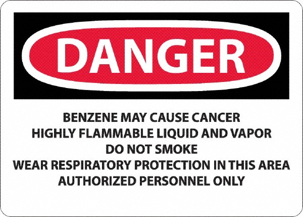 NMC - "Danger - Benzene May Cause Cancer", 10" Long x 14" Wide, Rigid ...
