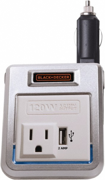 DeWALT - 12 VDC Input, 120 VAC Output, 120 Peak Wattage, Power Inverter ...