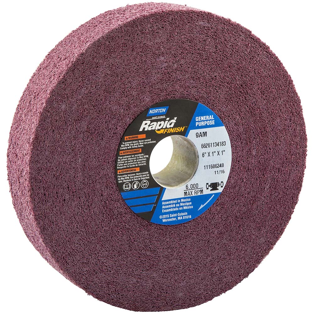 Norton - Deburring Wheel: 6" Dia, 1" Face Width, 1" Hole, Density 9 ...