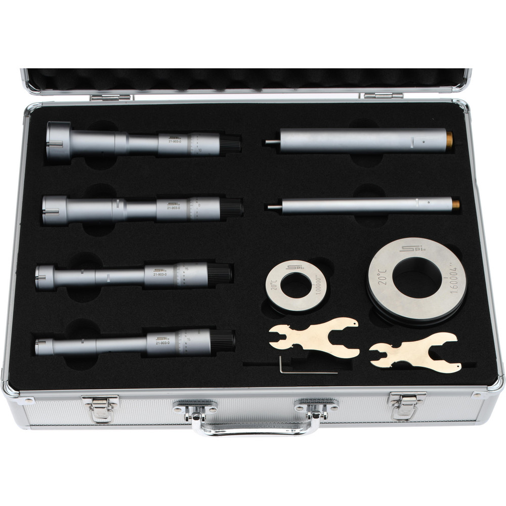 SPI - Mechanical Inside Micrometer Set: 1 Extension Rod, Chrome Finish ...