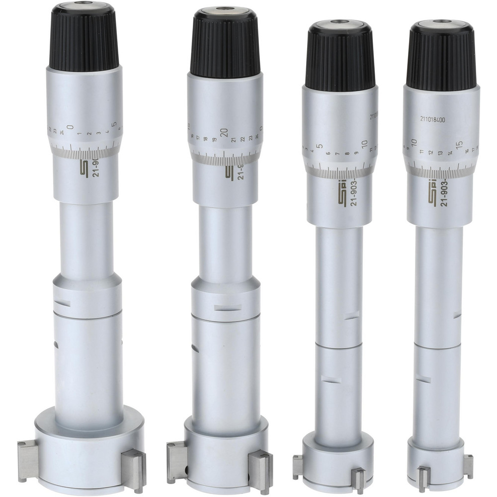 SPI - Mechanical Inside Micrometer Set: 1 Extension Rod, Chrome Finish ...